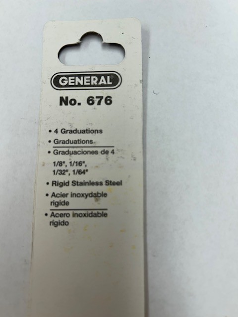 6" GENERAL TOOLS 676 STAINLESS STEEL RULER SCALE 1/8,1/16,1/32,1/64" 3/ ...