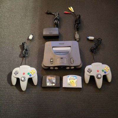 Nintendo 64 N64 Console Bundle Lot w/ 2 Games & 2 Controllers & Cords ...