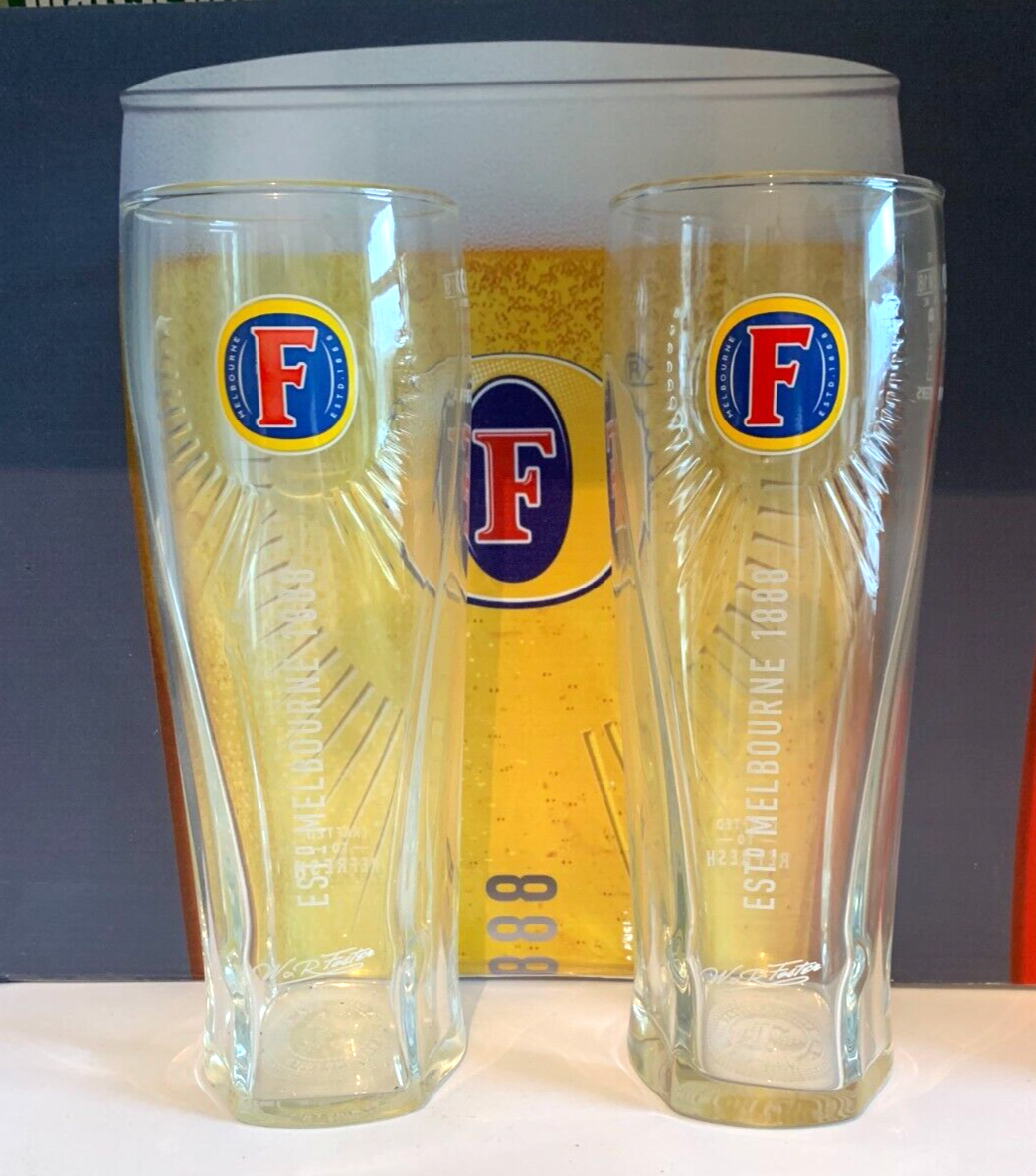 Fosters Lager Pint Glasses x 2 Official Brand New Toughened /Nucleated ...