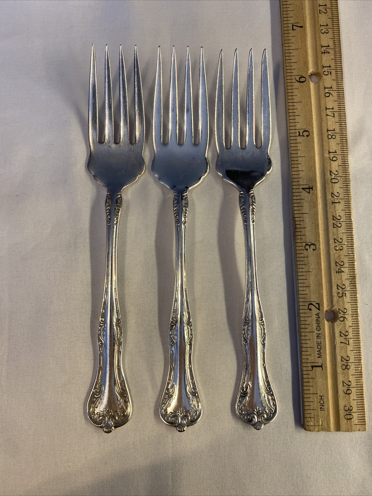 National Silver Queen Elizabeth 1908 Silverplate 3 Salad Forks Very ...