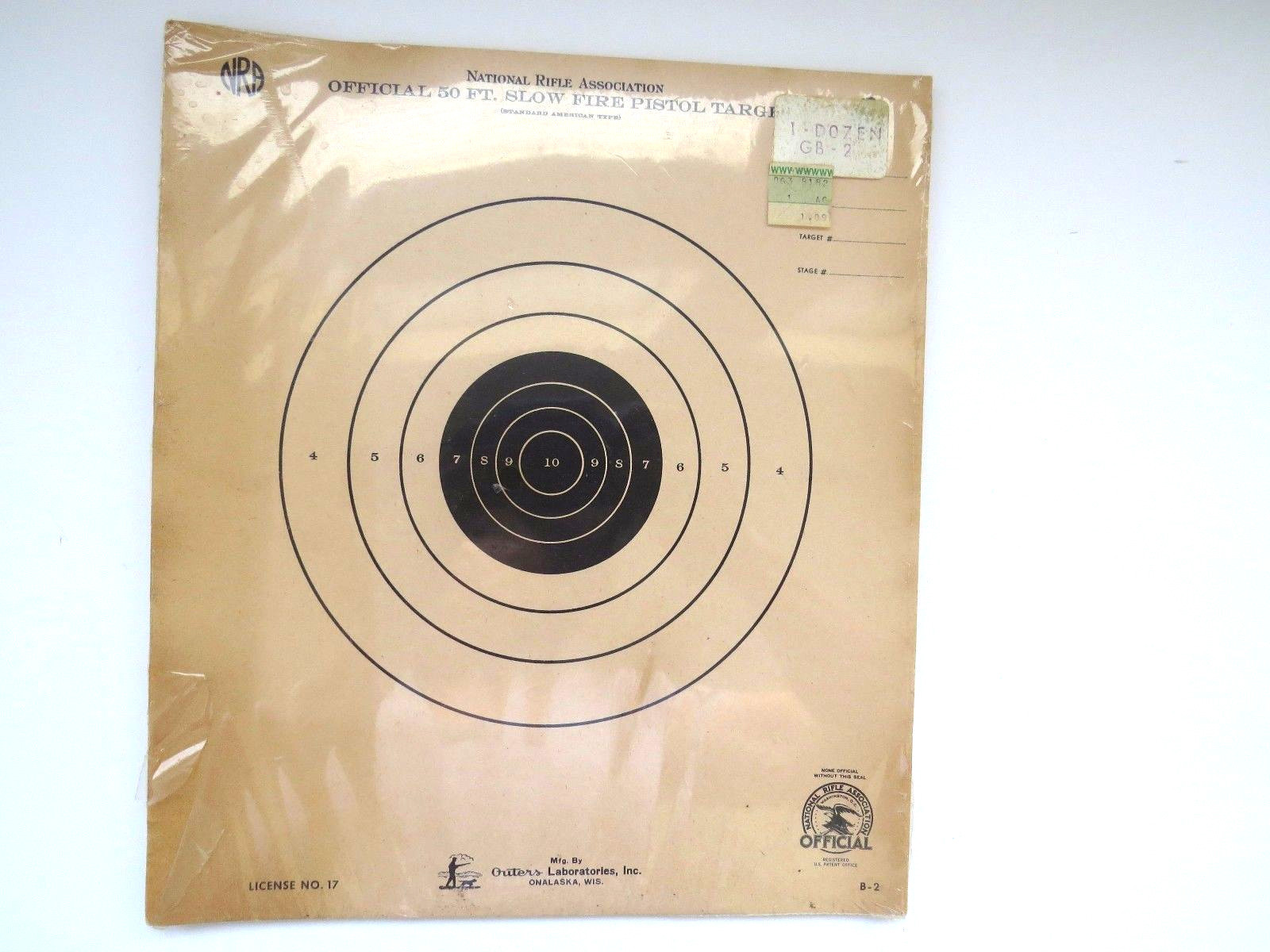 12 Official NRA B2 50 Foot Slow Fire Gun Paper Targets NEW SEALED Orig ...
