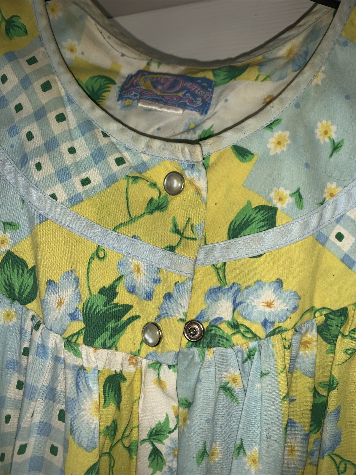 Vintage MOON DANCE Morning Glory Snap Housecoat Robe Granny MooMoo Sz L ...