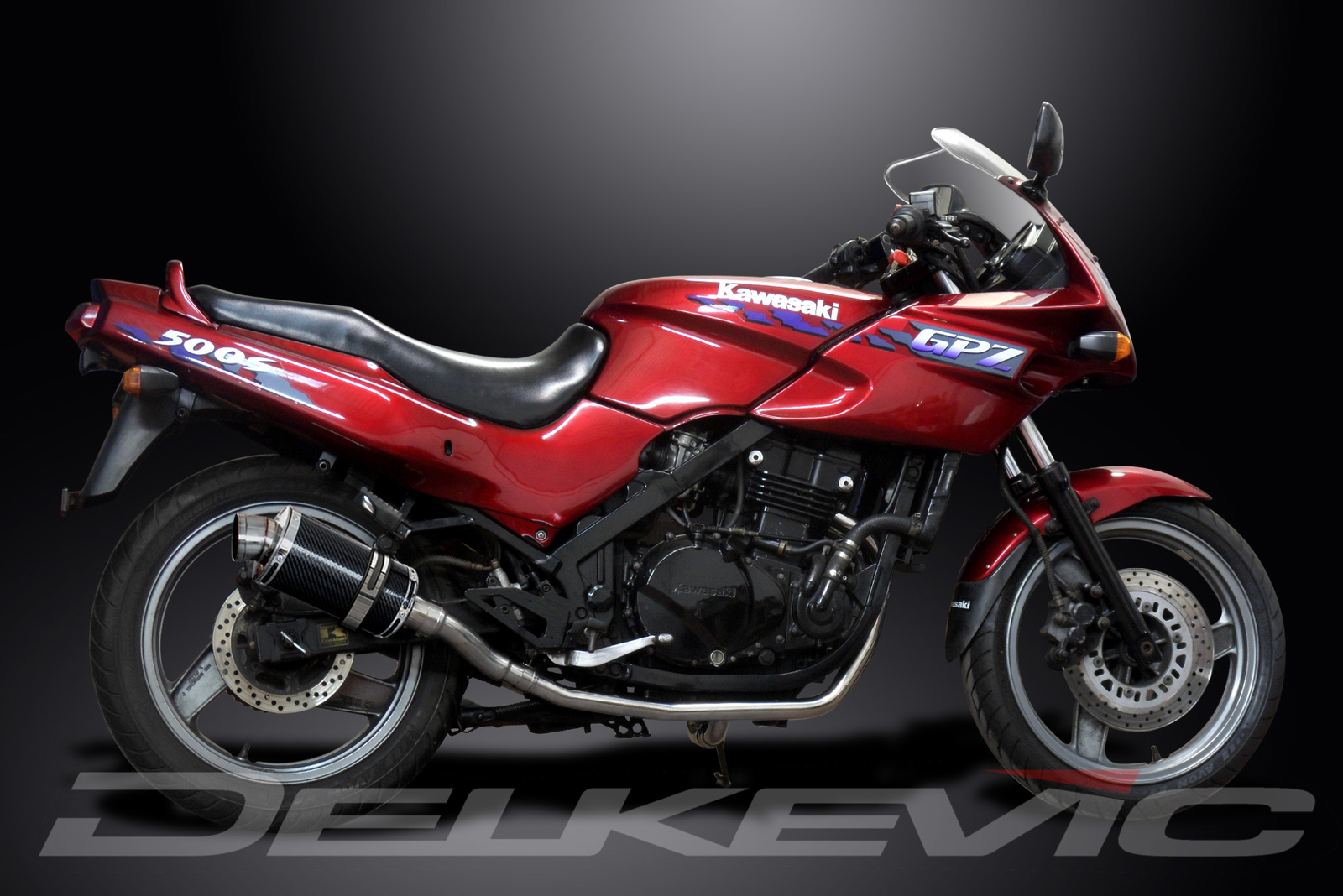 KAWASAKI GPZ500S FULL 2-2 EXHAUST SYSTEM 225mm CARBON OVAL SILENCERS | eBay