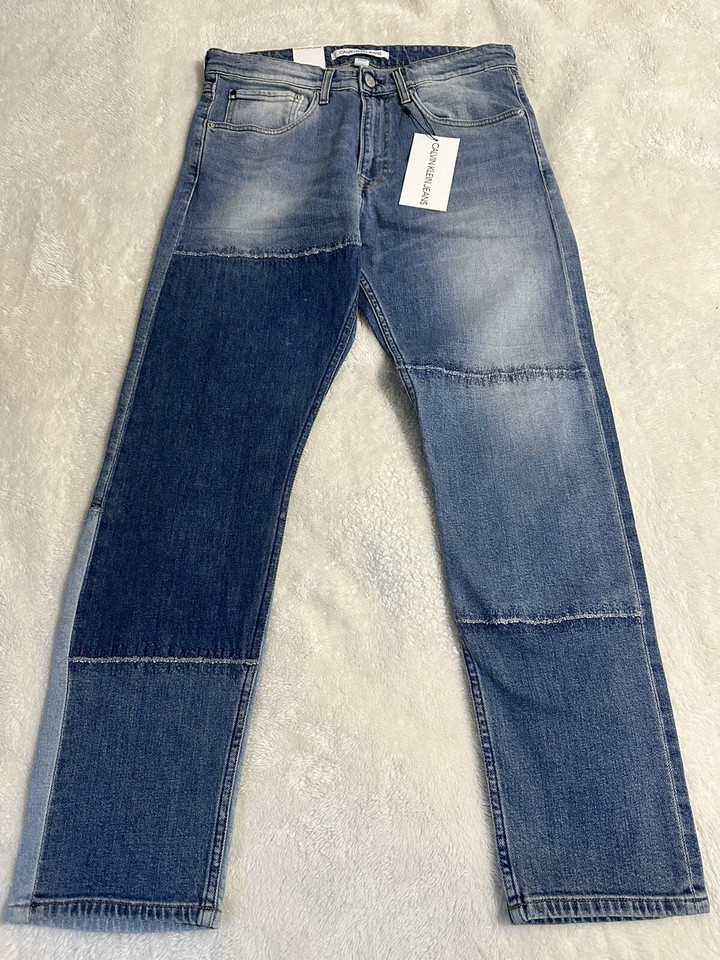 Calvin Klein CK Premium Italian Denim Patchwork Men's Taper Jeans 31x30 ...