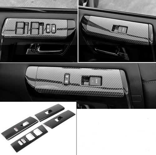 Carbon Fiber Black Door Armrest Window Lift Cover Trim For Toyota ...