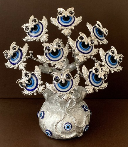 Blue Evil Eye Turkish Nazar Money Fortune Tree Owl Design Protection ...