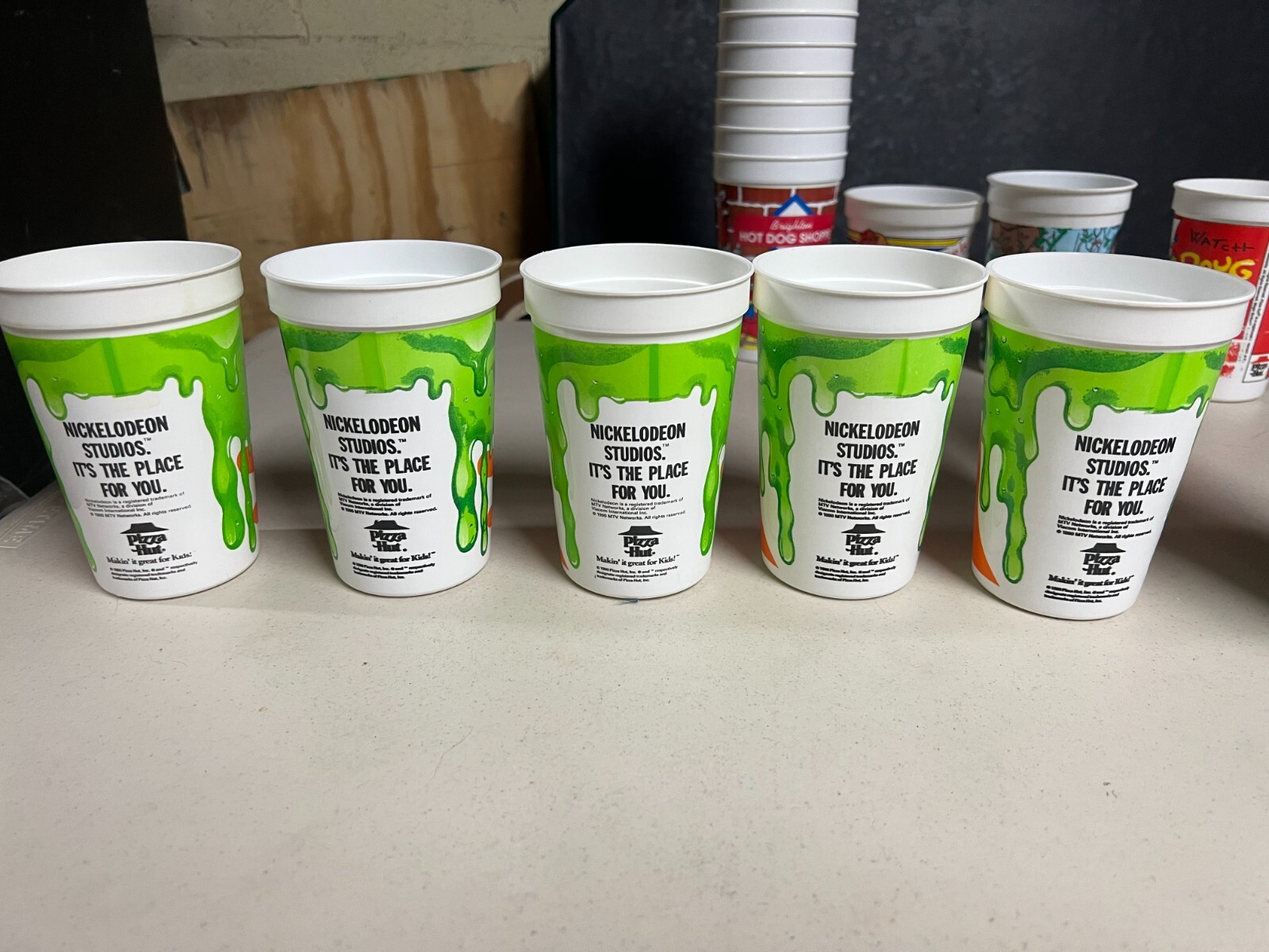 5 x Vintage 90s Pizza Hut Nickelodeon Studio Slime Plastic Cups MTV ...