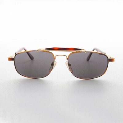 Tortoise Rectangular Gold Pilot Sunglasses Gray Lens - Chipper | eBay