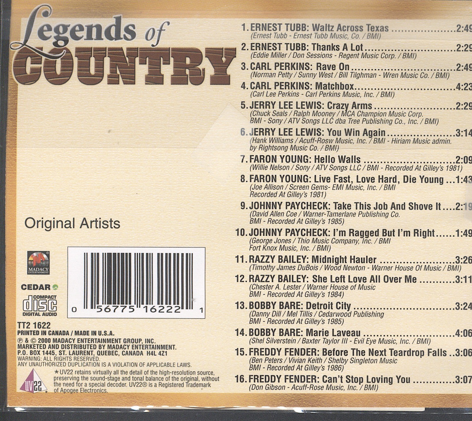 16 Timeless Treasures: Legends of Country -cd 56775162221 | eBay