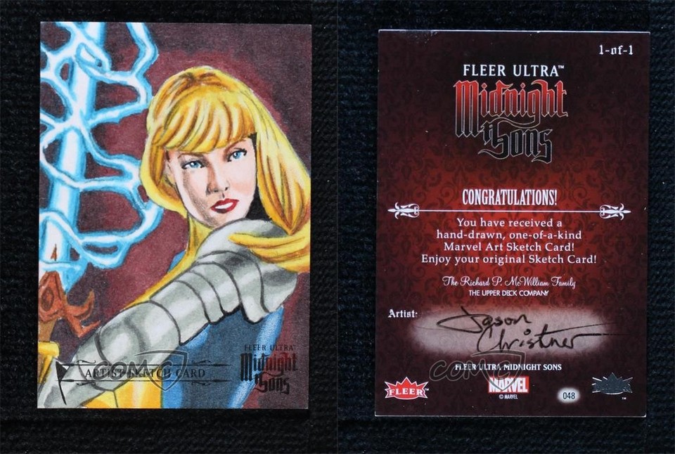 2023 Fleer Ultra Midnight Sons Midnight 1/1 Jason Christner Auto Sketch ...