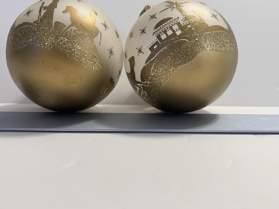 Vtg 2 CBK Holy Family And 3 Kings Christmas Ornaments Gold | eBay