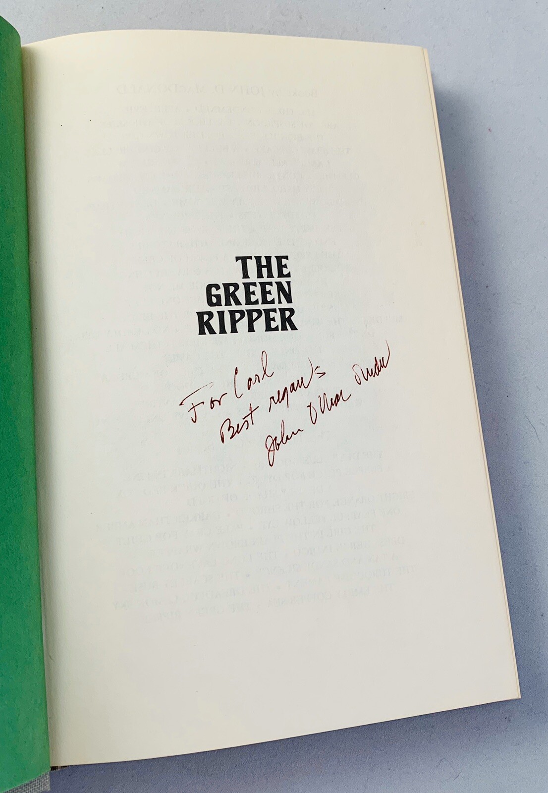 The Green Ripper-John D. MacDonald-SIGNED!-First/1st Book Club Edition ...