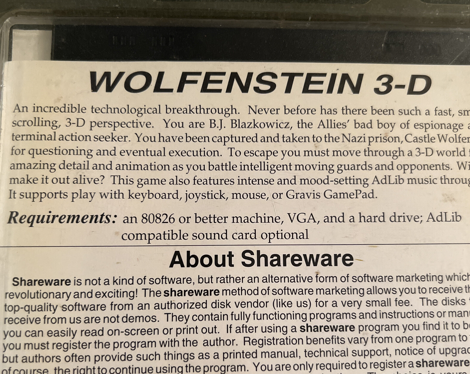Vintage PC Computer Games wolfenstein 3D Old floppy disc Rare | eBay