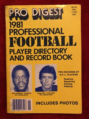 PRO DIGEST (1981) Professional Football Player Directory & Record Book ...