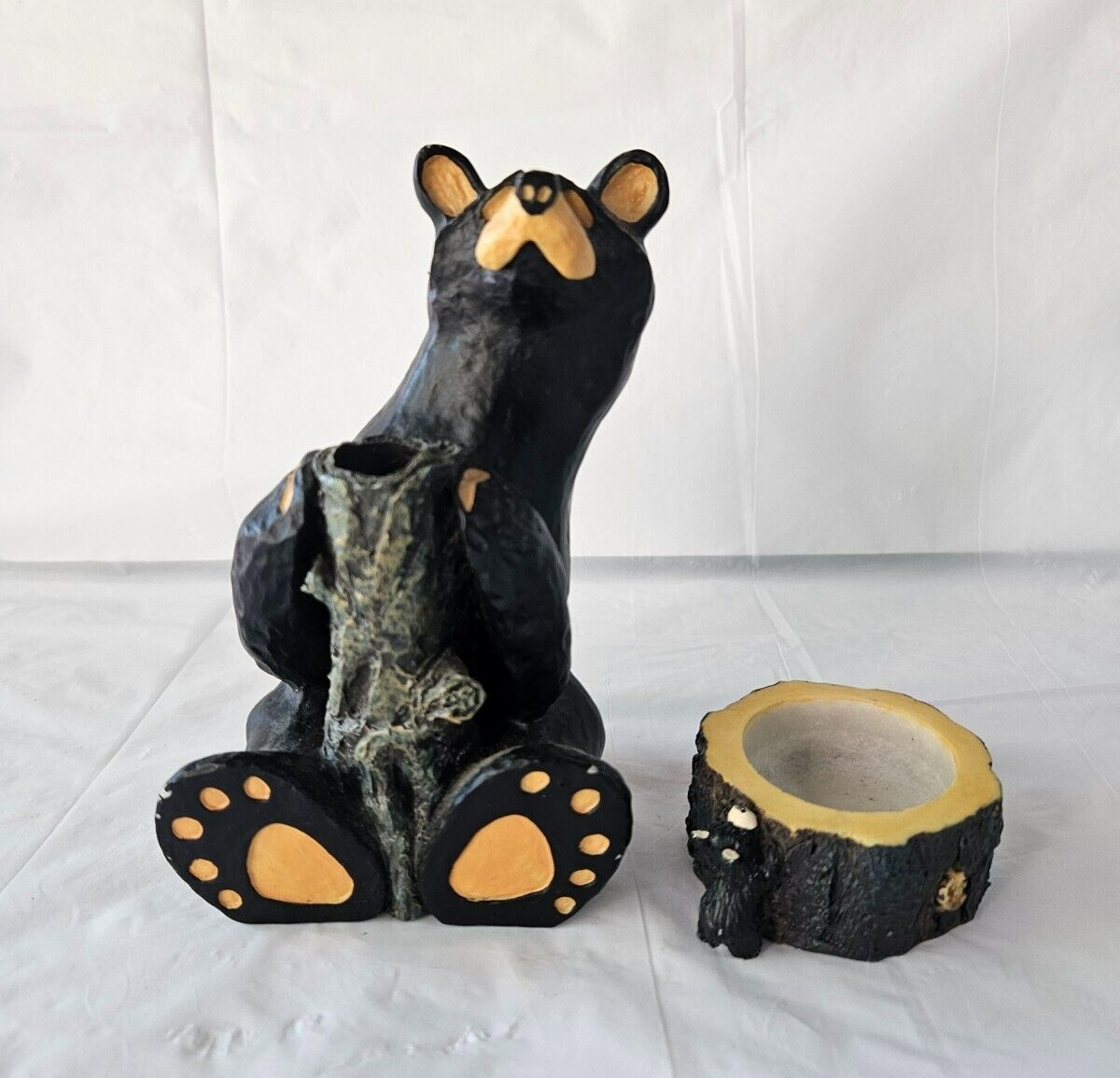 Jeff Fleming Bearfoot Big Sky Carvers Black Bear Sculpture Bud Vase ...