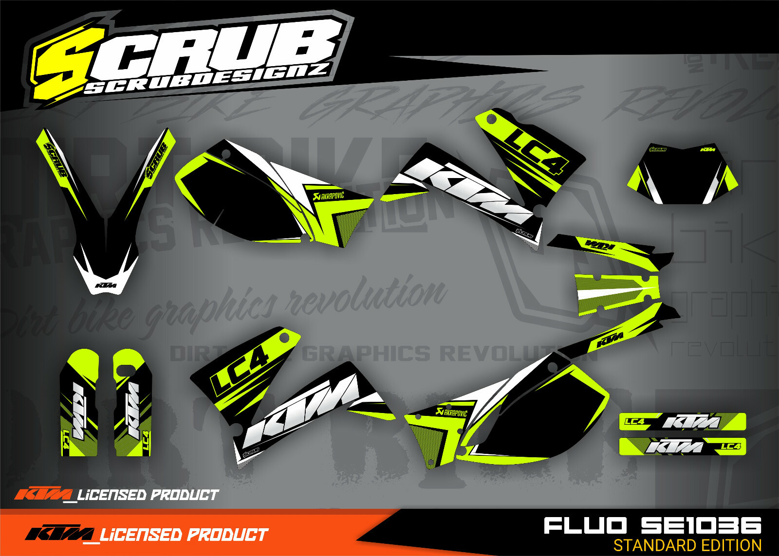 KTM graphics SXC 625 640 660 LC4 1999 - 2007 Decal set SCRUB * ENDURO ...