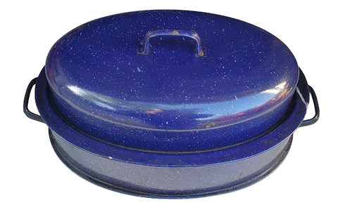 Mid Century Farmhouse Kitchen Speckled Blue Lidded Turkey Roasting ...