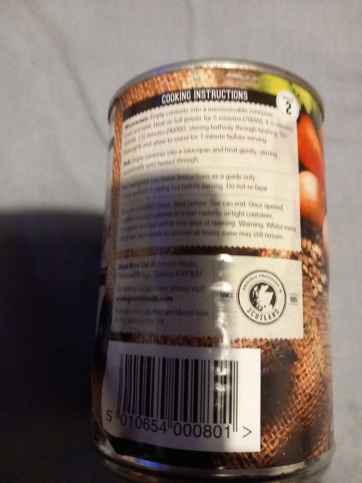3 cans of GRANTS Irish Stew Quick Meal 392g x3 tins=1.176KG.BBJAN2027 ...