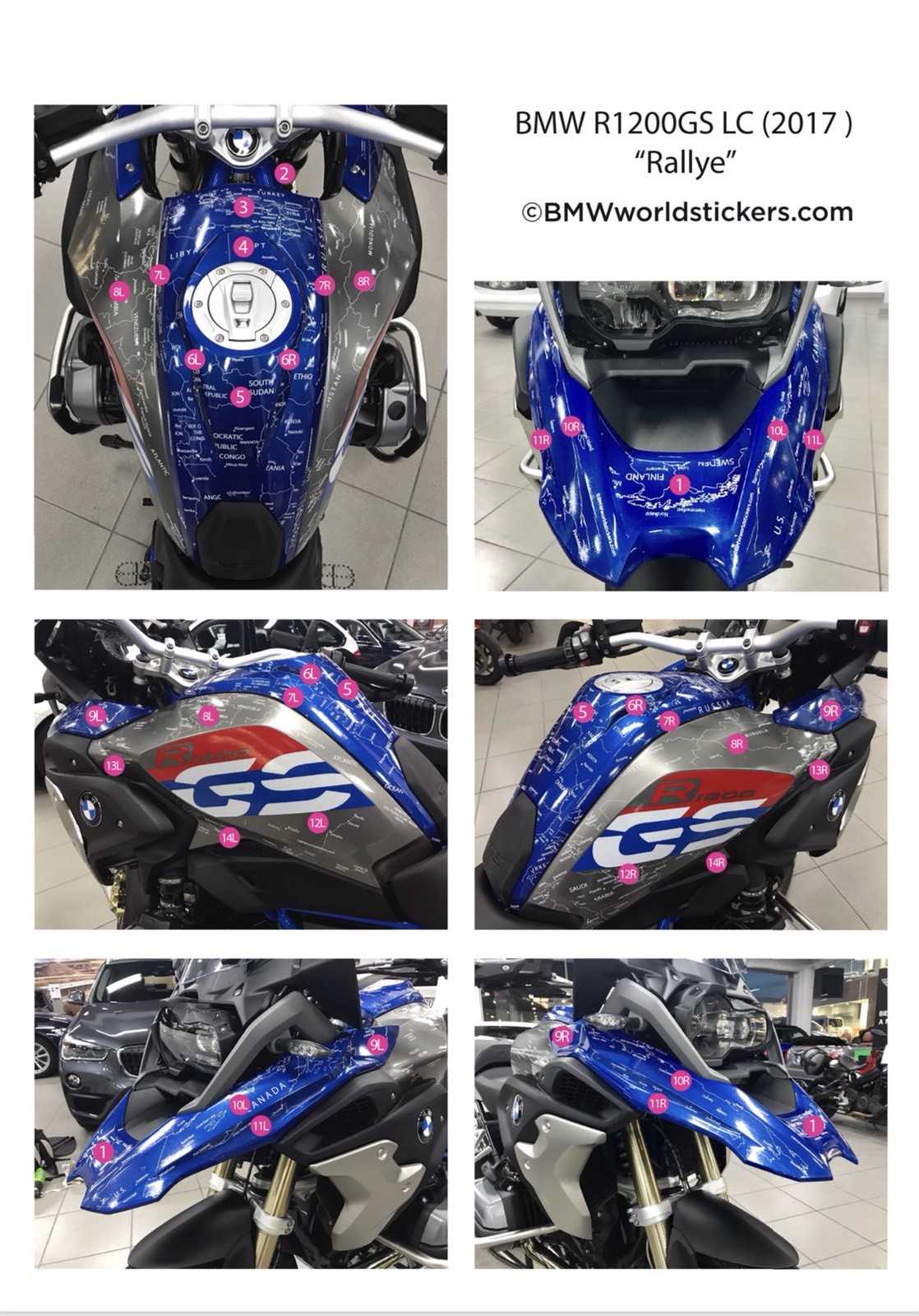 BMW R1200,1250GS LC 17-on. BMW GS Decals Stickers BMW World Stickers ...
