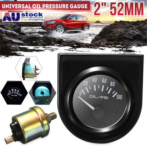 2inch 52mm Universal Car Pointer Oil Pressure Gauge 0-100PSI White LED ...