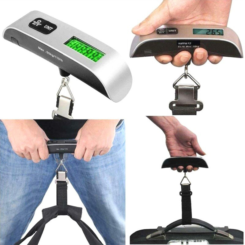 50kg/110lb Portable Electronic Hand Luggage Scale LCD Digital Display ...