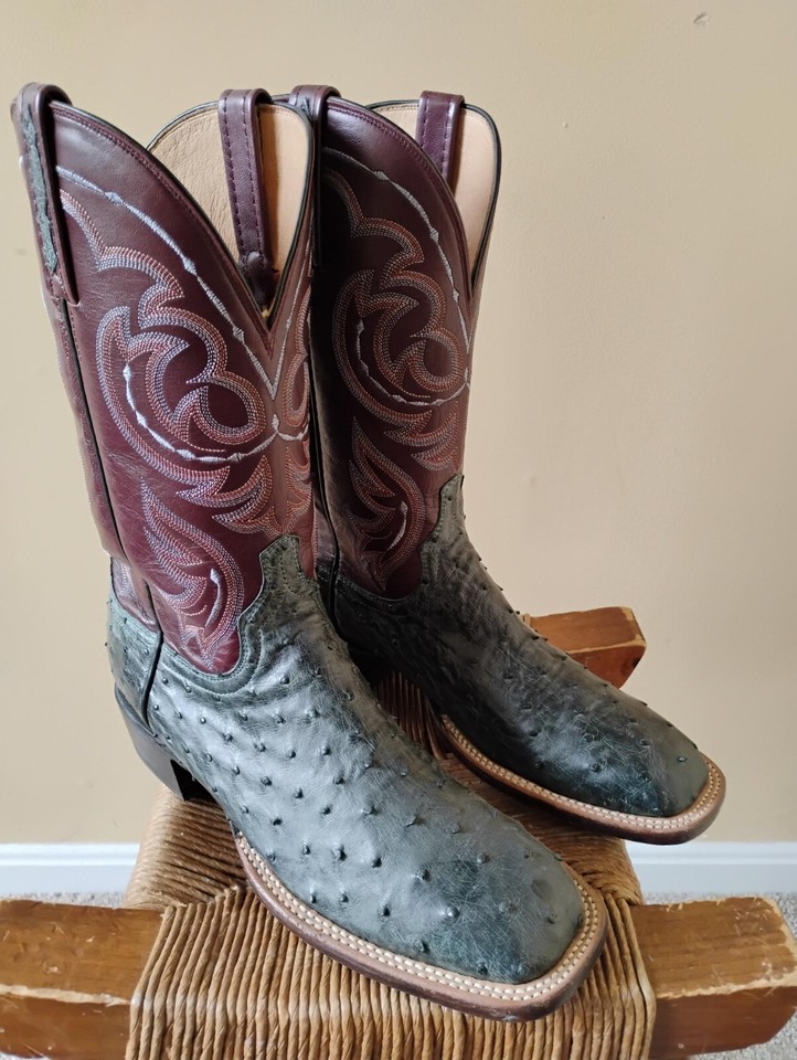 Lucchese Grey Full Quill Ostrich Boots 9.5D | eBay