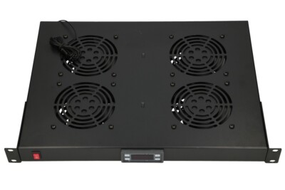 EXTRALINK 19" RACK MOUNT FAN PANEL 4 FANS EL-RM-4-FANS with thermostat ...