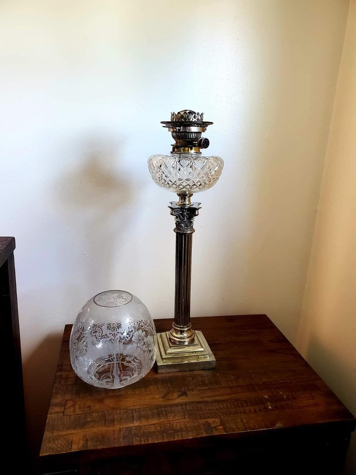 Antique 1800's Messenger's Corinthian Column Silverplated Banquet Oil ...