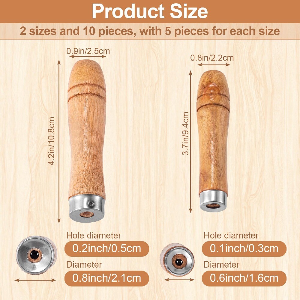 10Pcs 6"-8" File Wooden File Handle 10"-12" File Large Wood Handle ...