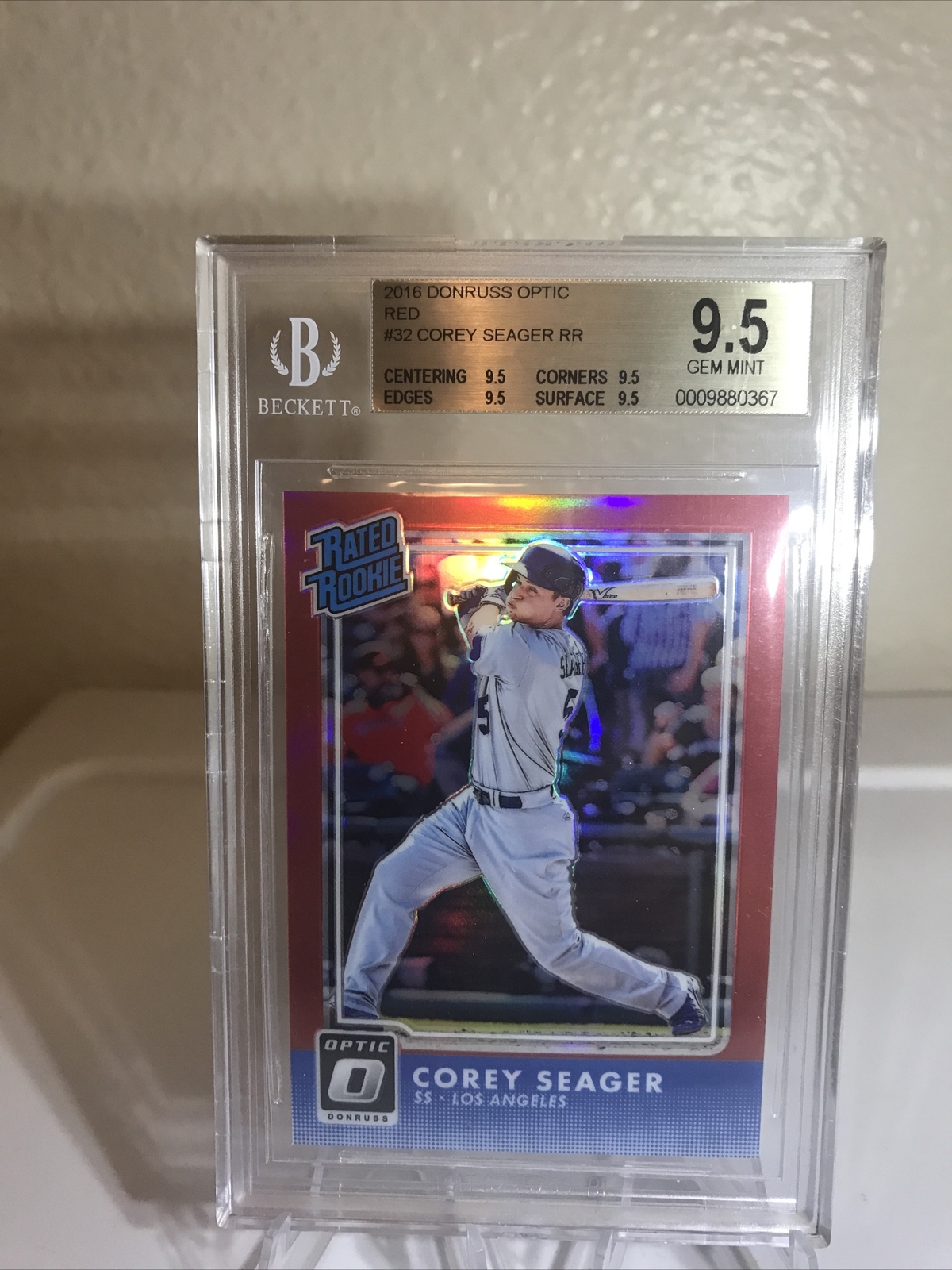 COREY SEAGER ROOKIE CARD 2016 DONRUSS OPTIC RATED ROOKIE RED 88/99 BGS ...