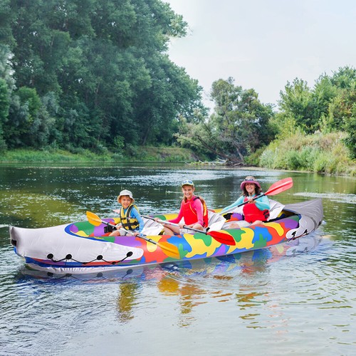 Inflatable PVC 3 Person Inflatable Fishing Kayak Canoe Raft Paddle Boat ...