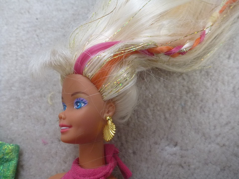 3 Vintage Barbies 1990s, bendable, articulated, Splash N Color, Glitter ...