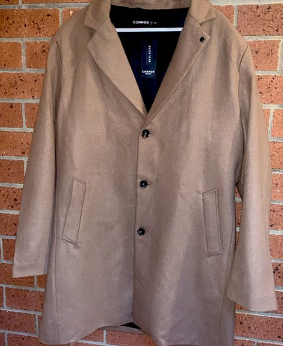 Stylish Connor men's Camel wool blend tweed Long overcoat size New Size ...