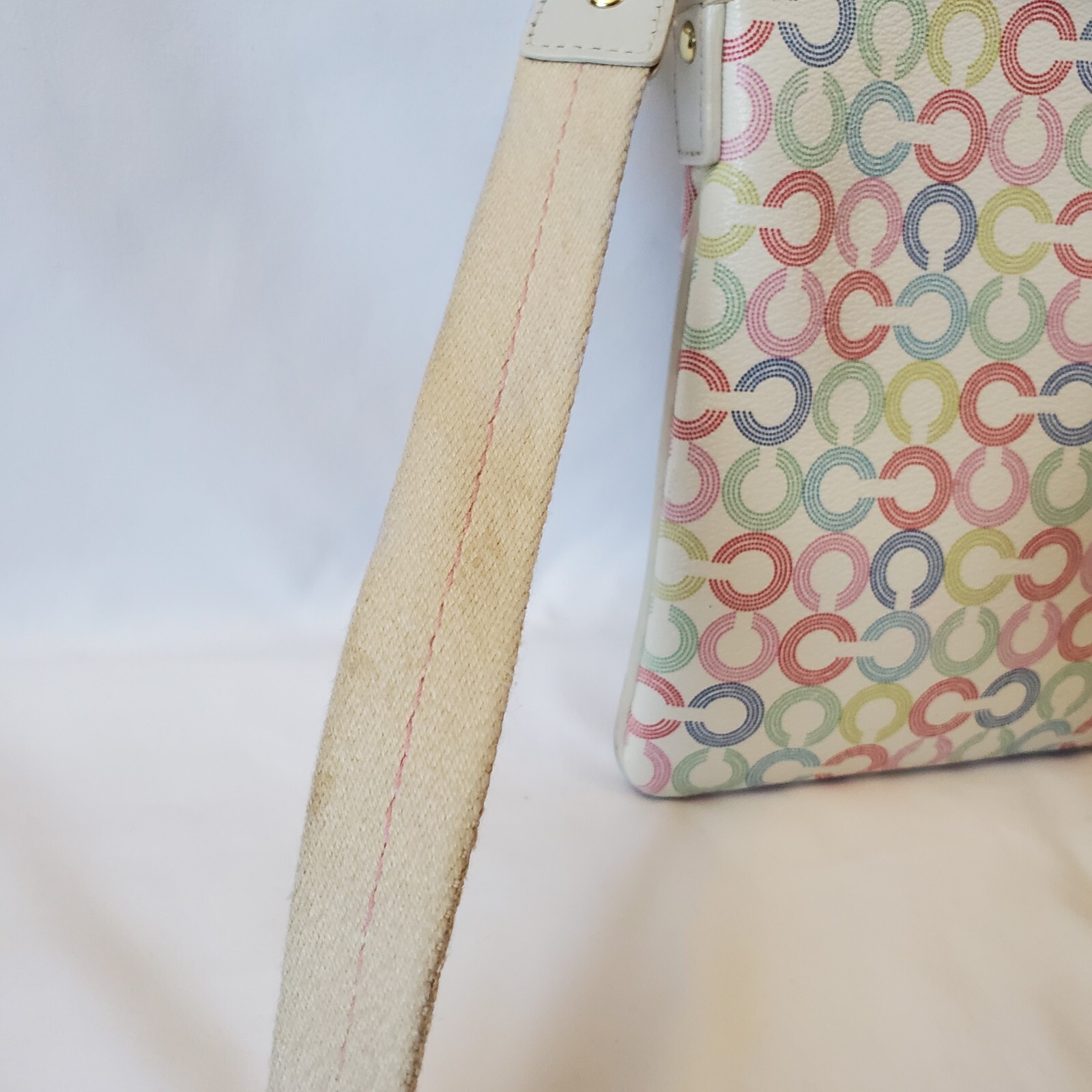 Coach Ivory Multi-Colored Signature Logo Waverly Crossbody Purse No ...