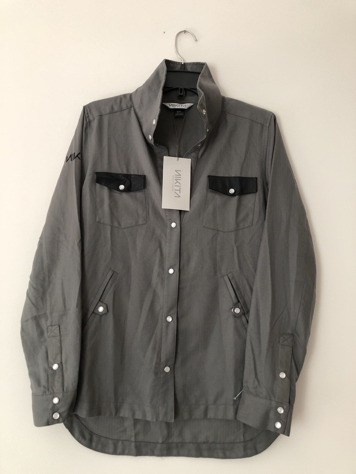 Nikita Castle Rock fieldstone shirt Jacket NWT Gray Leather Pocket ...