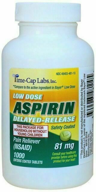 Time Cap Labs Low Dose 81mg Aspirin Enteric Tablets - 1000 Count for ...