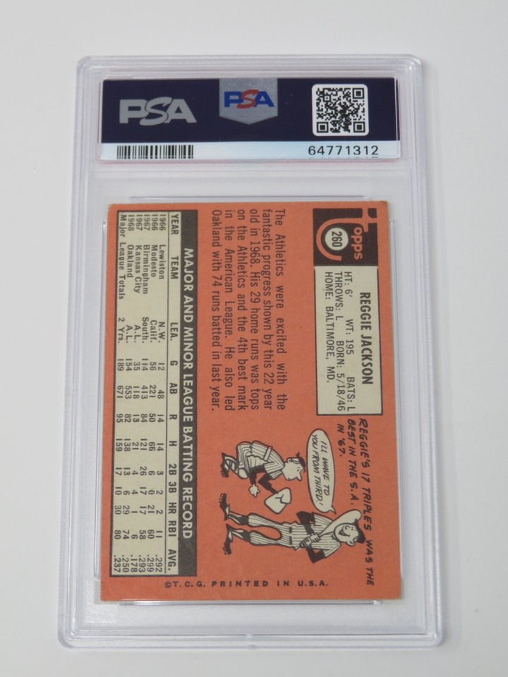 Reggie Jackson HOF Signed Autograph 1969 Topps Rookie Card # 260 PSA 10 ...