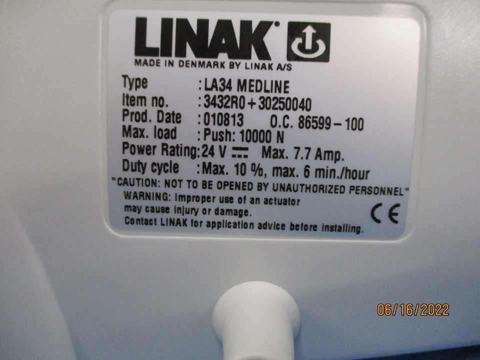 Linak Linear Actuator 10in LA34 24V 10000N 6.3mm Jack Plug (Bundle of ...