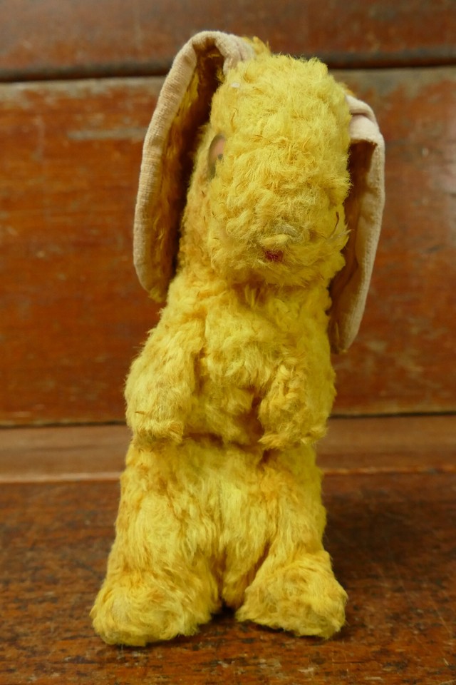 Vintage Antique Yellow Stuffed Bunny Rabbit Plush Animal Toy w/ Googly ...
