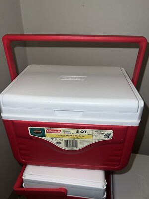 VTG Small Coleman Flip Lid Red Personal Mini Cooler 5205 5QT Lunch Box ...