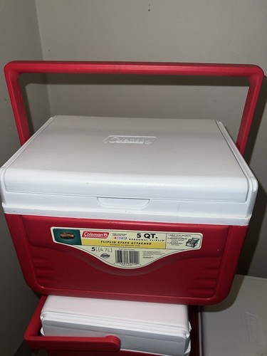 VTG Small Coleman Flip Lid Red Personal Mini Cooler 5205 5QT Lunch Box ...