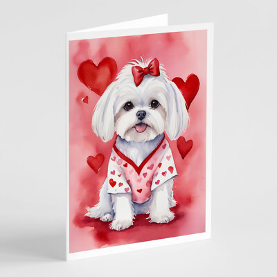 Maltese My Valentine Greeting Cards and Envelopes Pack of 8 ...