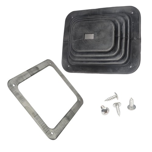 Rubber Universal Shifter Boot Kit with Chrome Plate 5-5/8" x 6-3/4" for ...