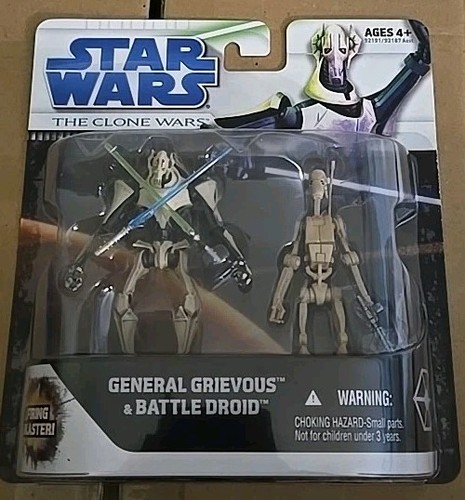Hasbro Star Wars Clone Wars GENERAL GRIEVOUS & BATTLE DROID 3 3/4 Inch ...