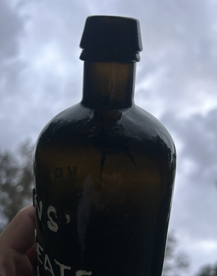 Antique HOPKINS CHALYBEATE - BALTIMORE olive green Mineral Water bottle ...