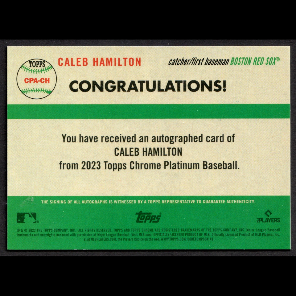 CALEB HAMILTON 2023 Topps Chrome Platinum Anniversary #CPA-CH Autograph ...