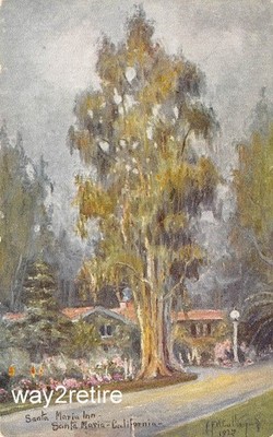 Postcard CA Santa Maria Artist Signed Painting Santa Maria Inn ...
