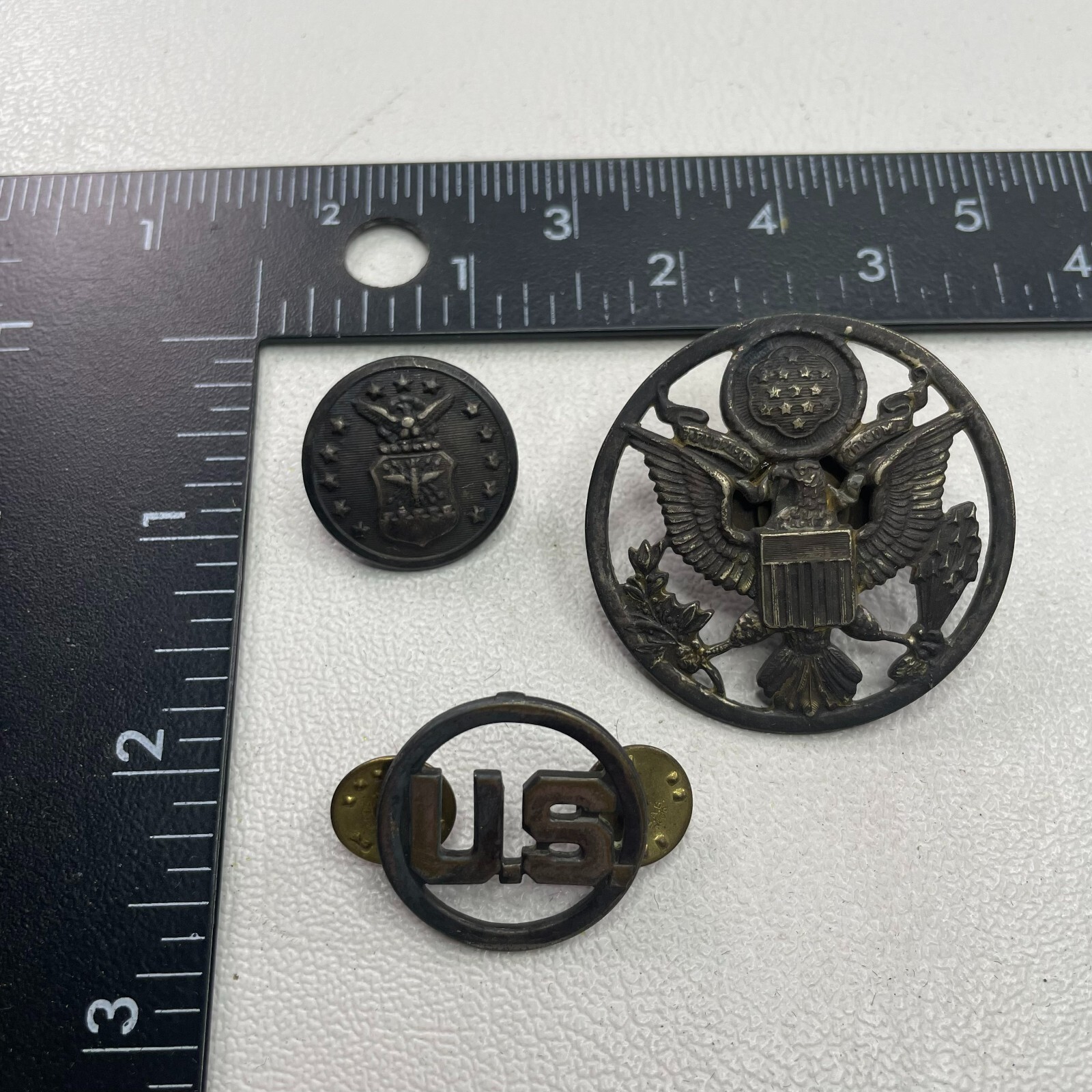 Vintage 3 Piece Lot Of MILITARY Pinback Pin & Button Lot ARMY, AIR ...
