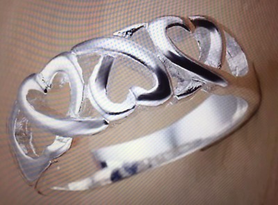 925 jewelry silver plated Three Heart Ring women's Size 6 | eBay