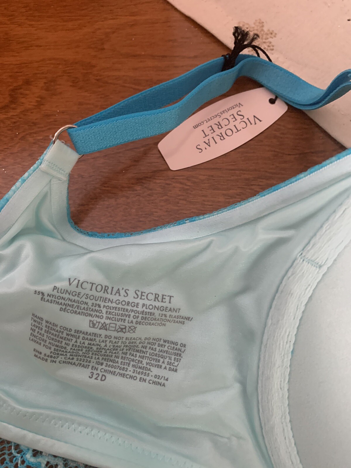 Victoria's Secret SEXY Push-Up Blue Ombre Lace Bra 32D Small Cheeky ...